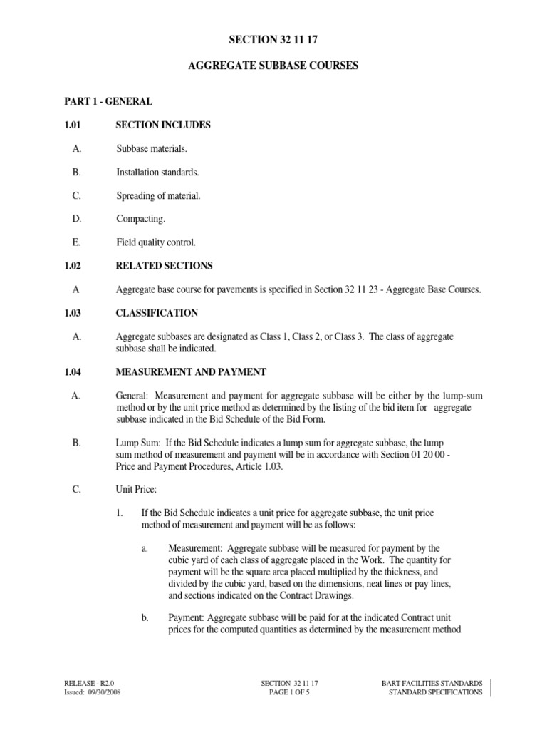 SECTION 32 11 17 Aggregate Subbase Courses: Part 1 - General 1.01 ...