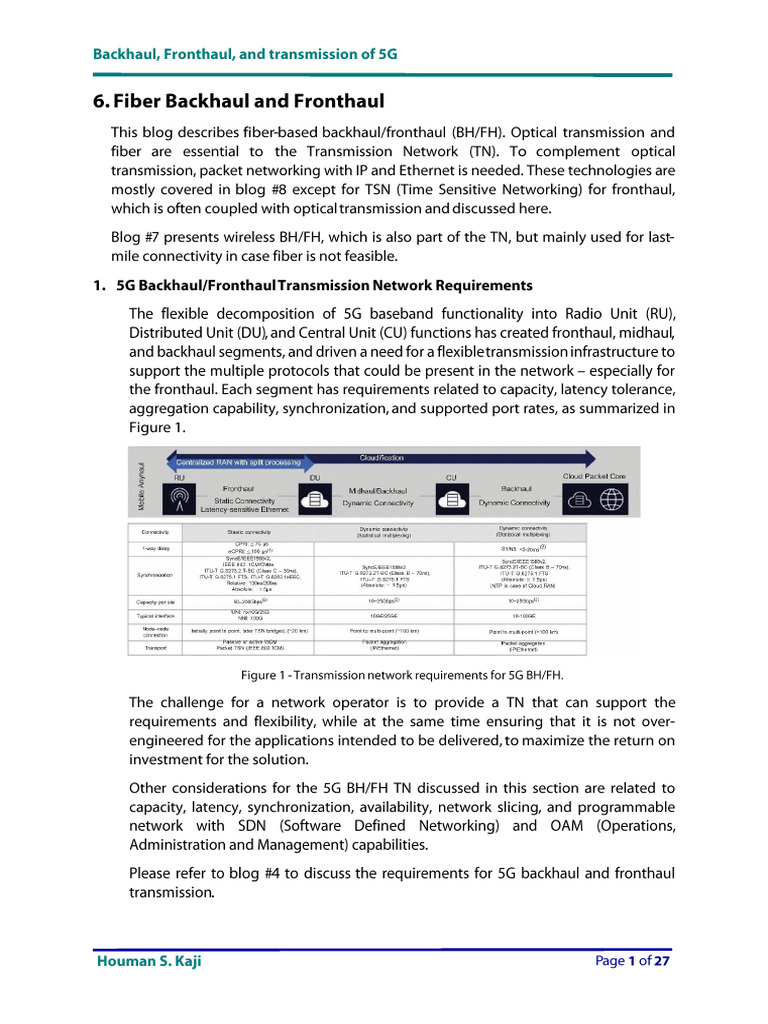 Backhaul, Fronthaul, and Transmission of 5G #6 | PDF