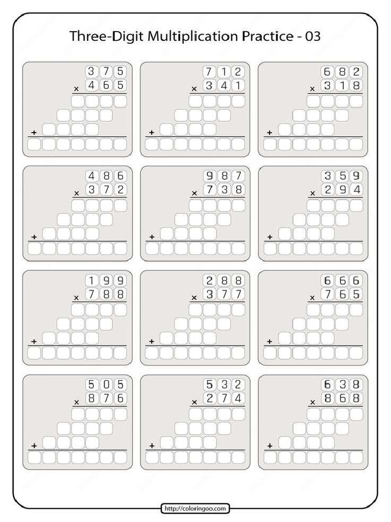 Printable 5th Grade Multiplication Worksheet 02 | PDF