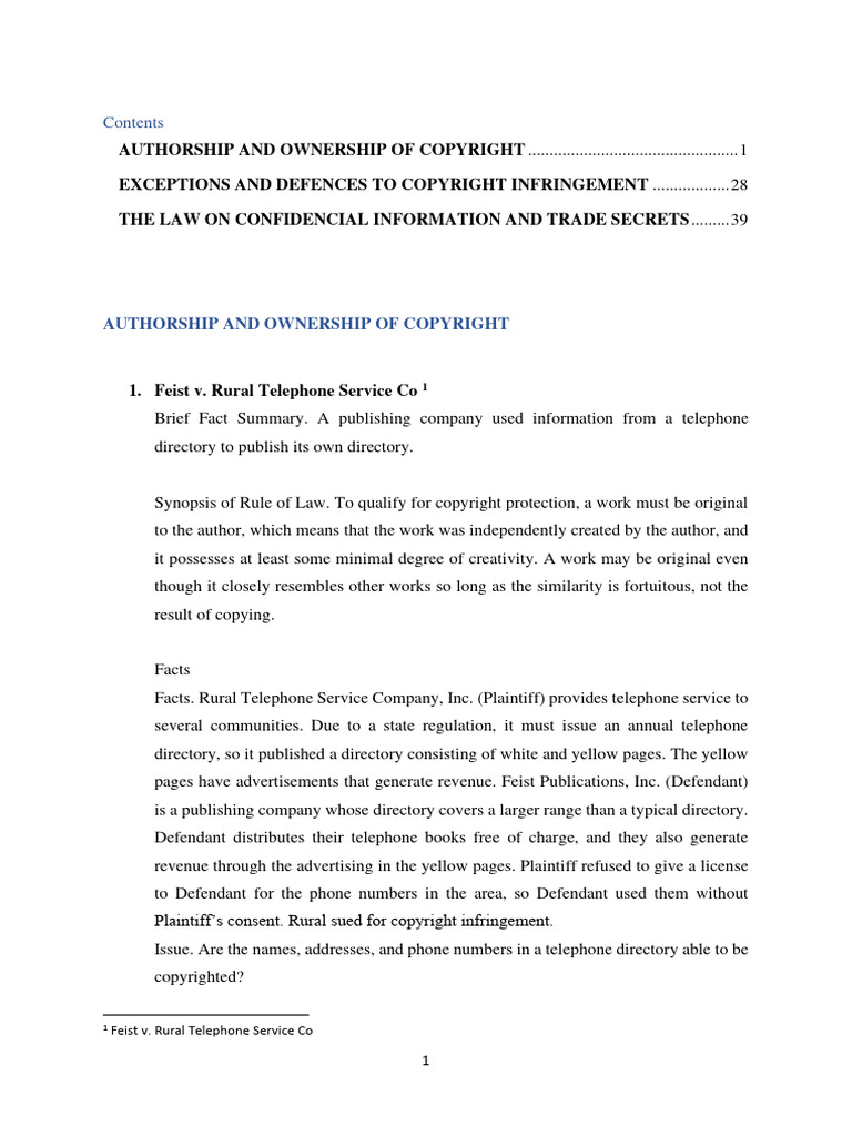 Ip Cases Briefs For Sem 1 2 | PDF