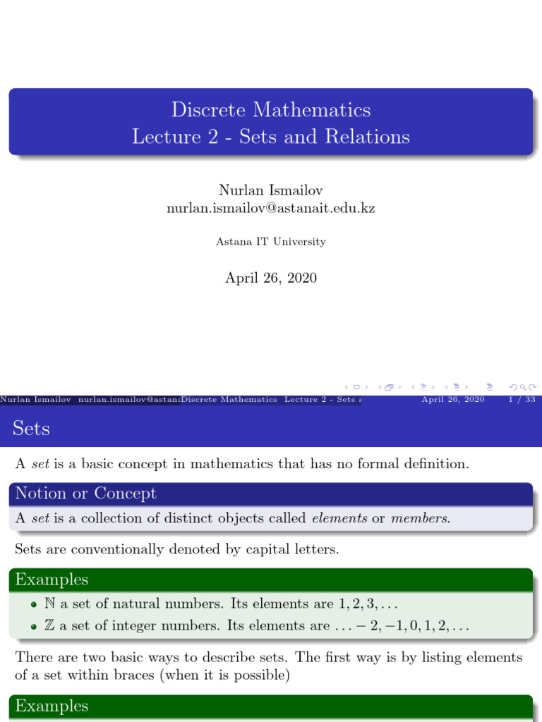 Sets and Relations in Discrete Math | PDF | Set (Mathematics) | Empty Set