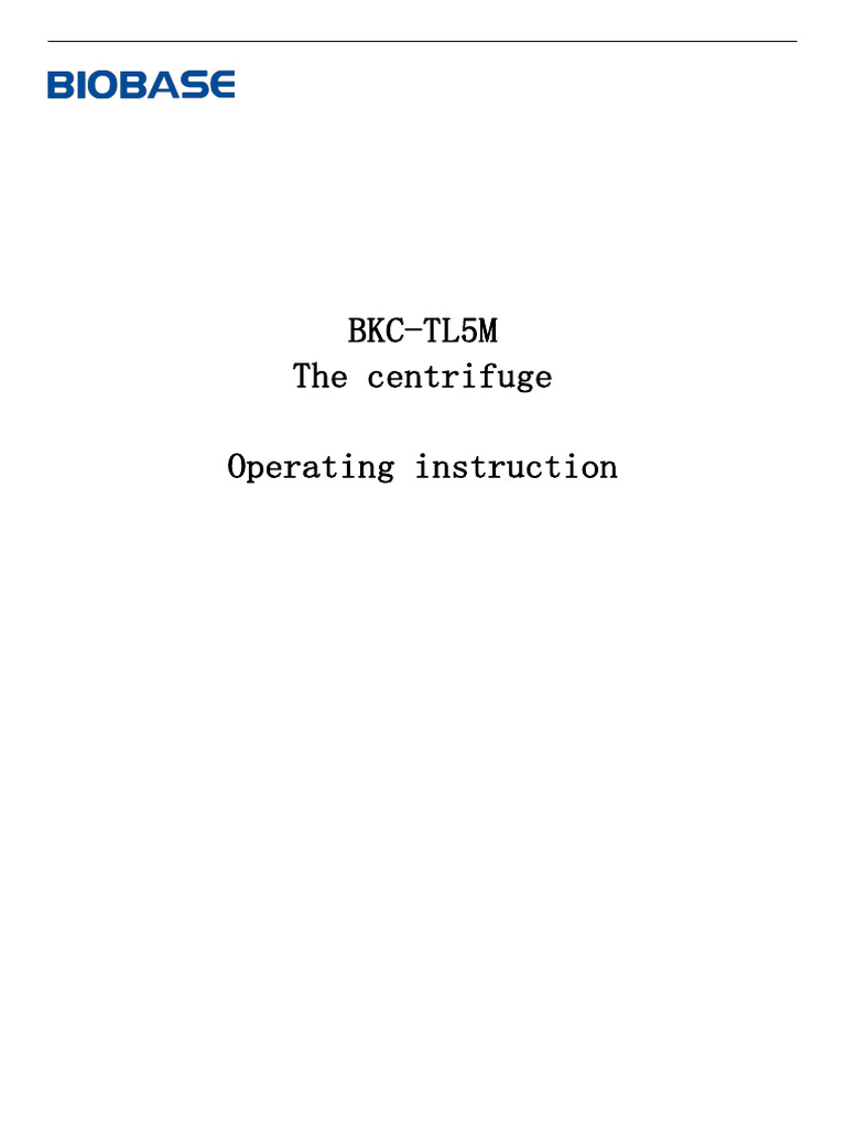 BIOBASE BKC-TL5M Low Speed Centrifuge | PDF