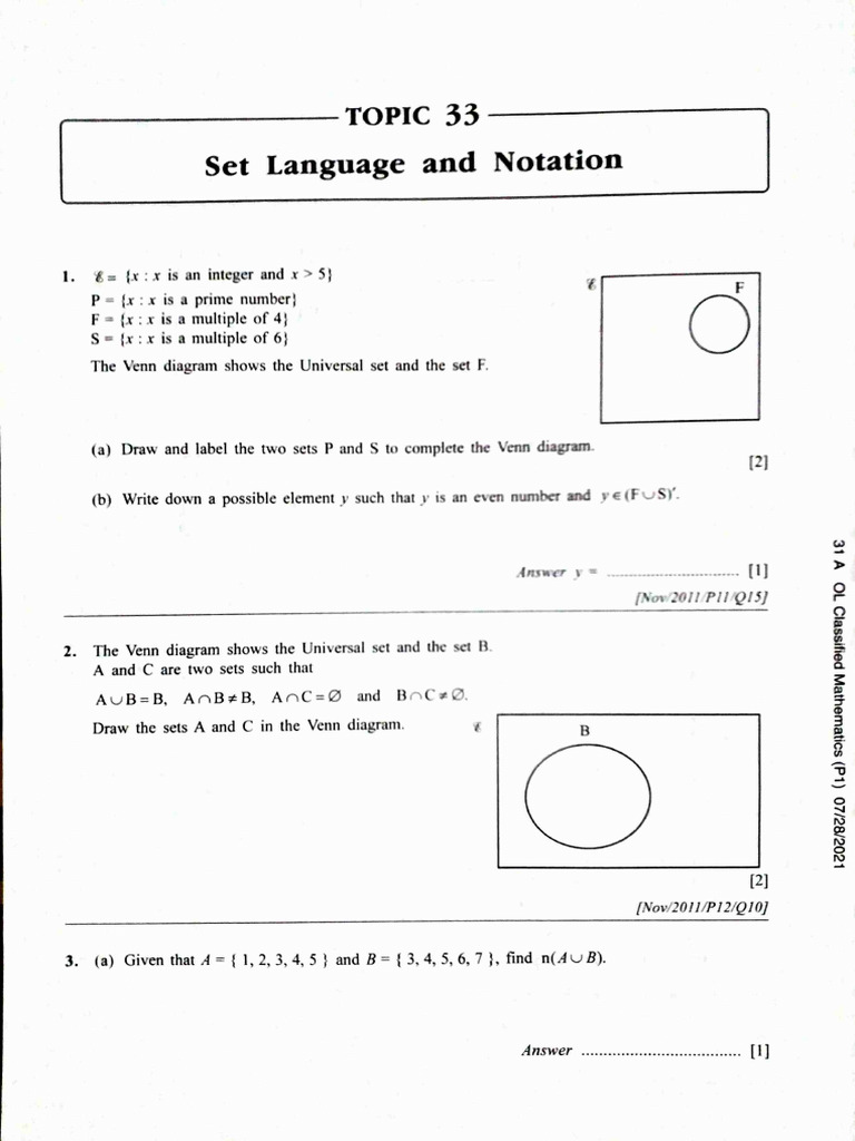 Set Language & Notation | PDF
