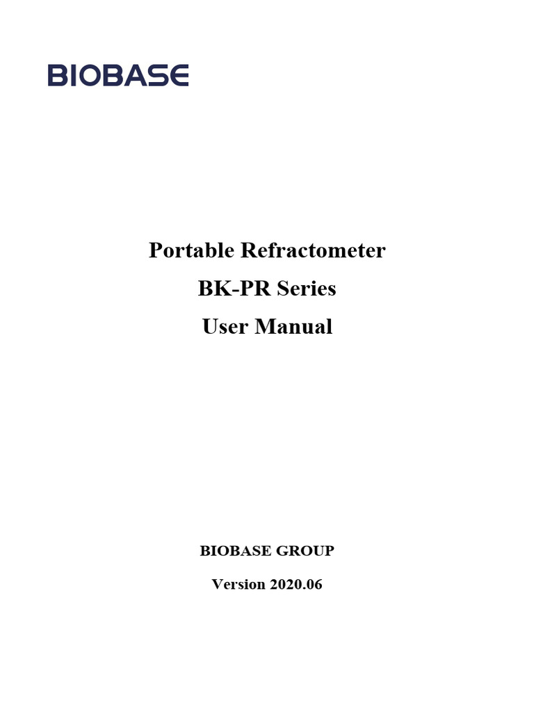 BIOBASE Portable Refractometer BK-PR Series User Manual | PDF