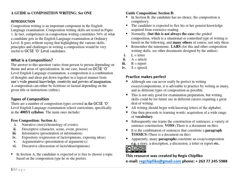 English Composition Writing Guide | PDF