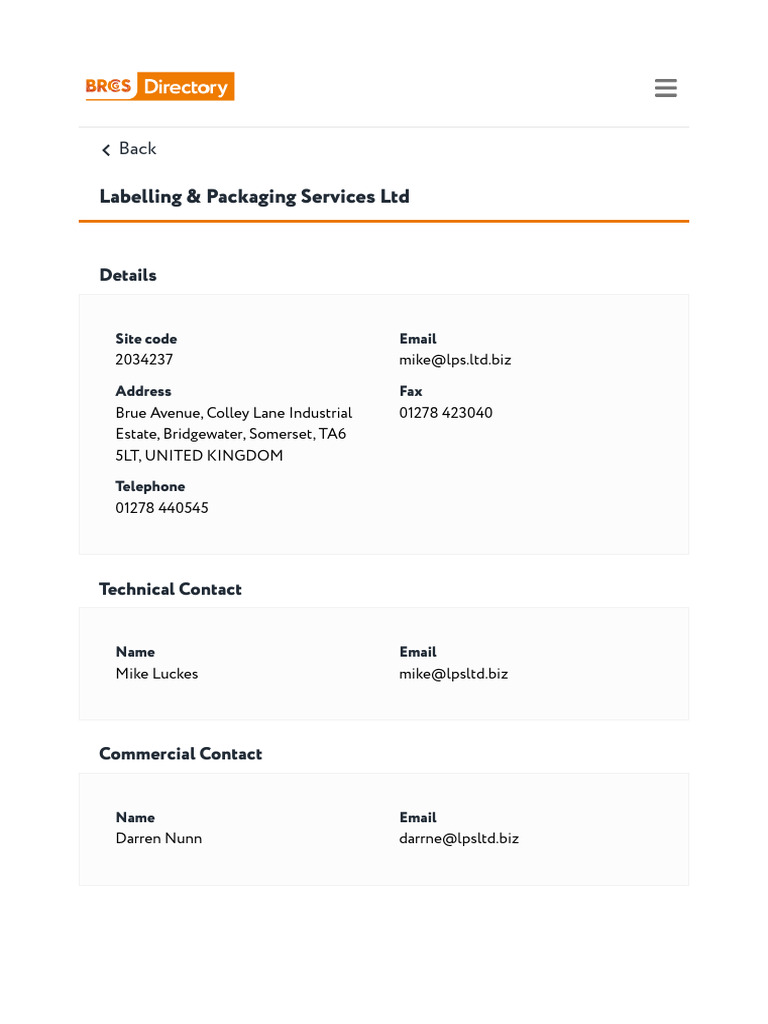 BRCGS Directory | PDF