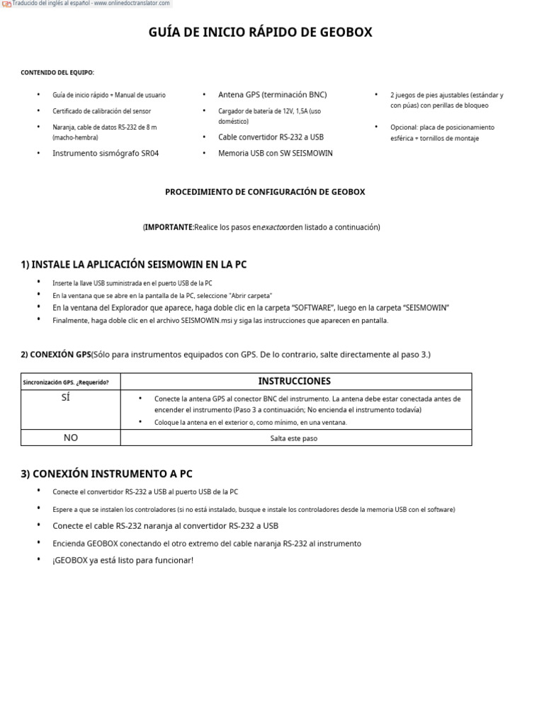GEOBOX QUICK START - En.es | PDF