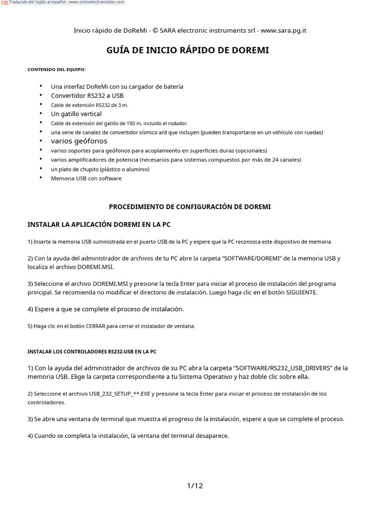 Guía Rápida de Configuración DoReMi | PDF | USB | Archivo de computadora
