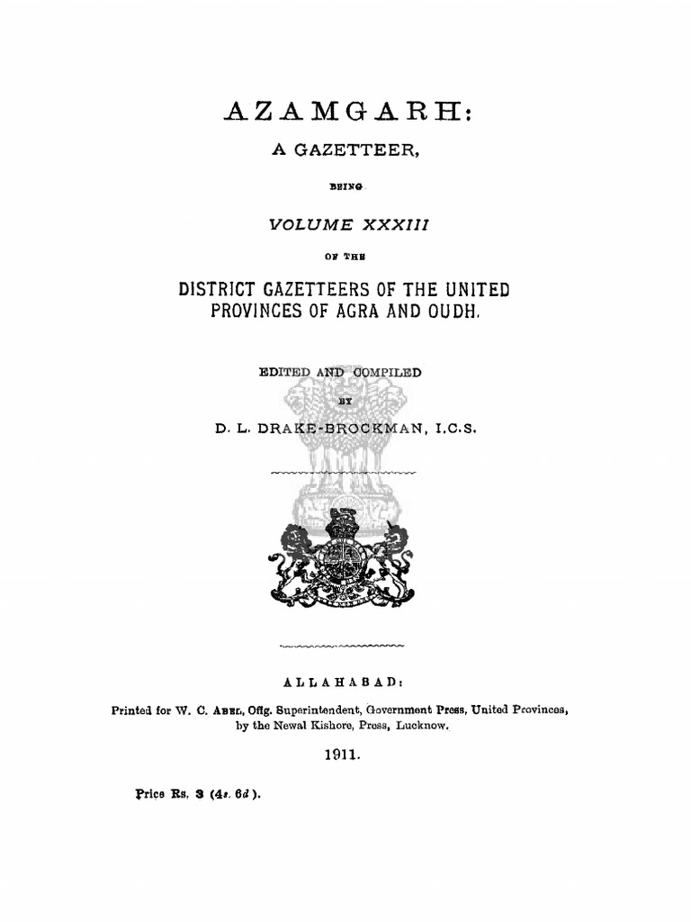 1911 Azamgarh Gazetteer | PDF