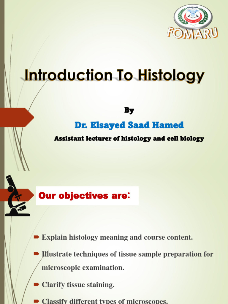Histology Lecture 1 (Introduction To Histology) | PDF Histology Lecture 1 (Introduction To Histology) | PDF
