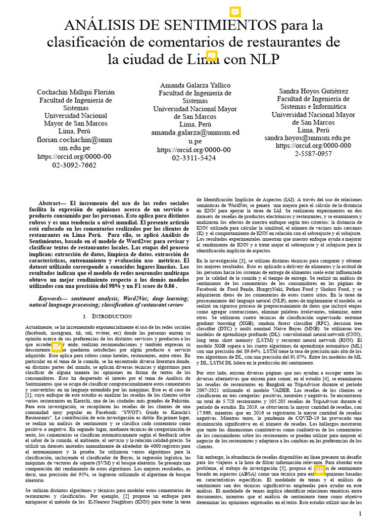 Análisis de Sentimiento | PDF