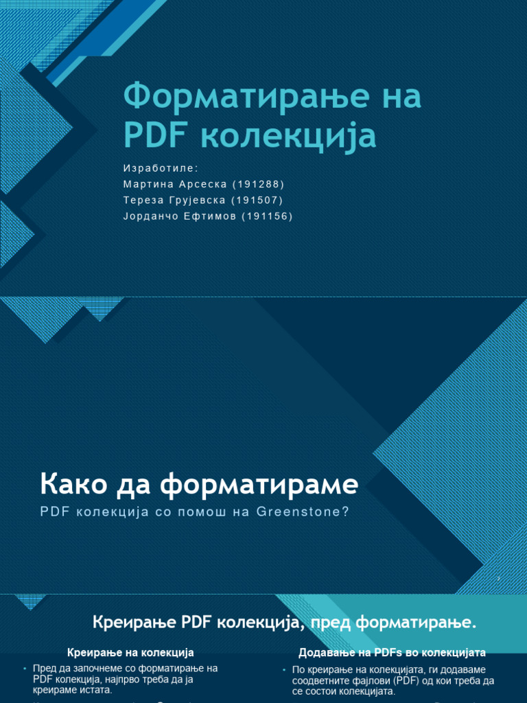 Formatting A PDF Collection PDF