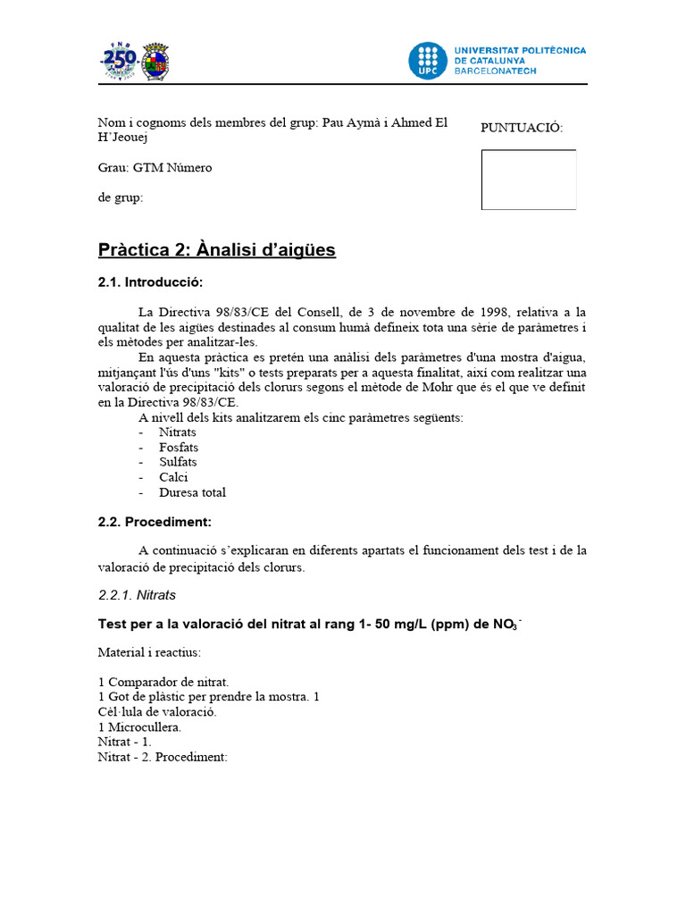 Practica2 Analisi Aigues.1 | PDF