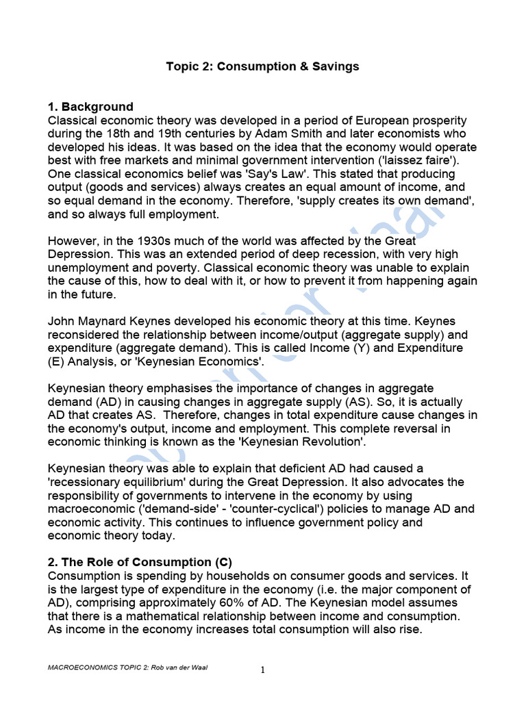 Topic 2 Consumption and Savings | PDF | Finance & Money Management ...