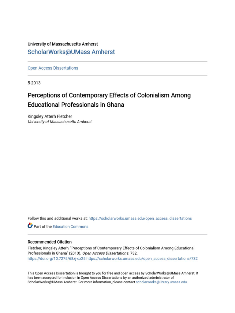 Perceptions of Contemporary Effects of Colonialism Among Educatio | PDF ...