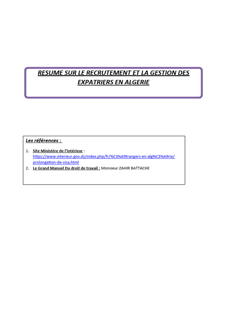 Expat - Resume Recrutement Et Gestion-1 | PDF