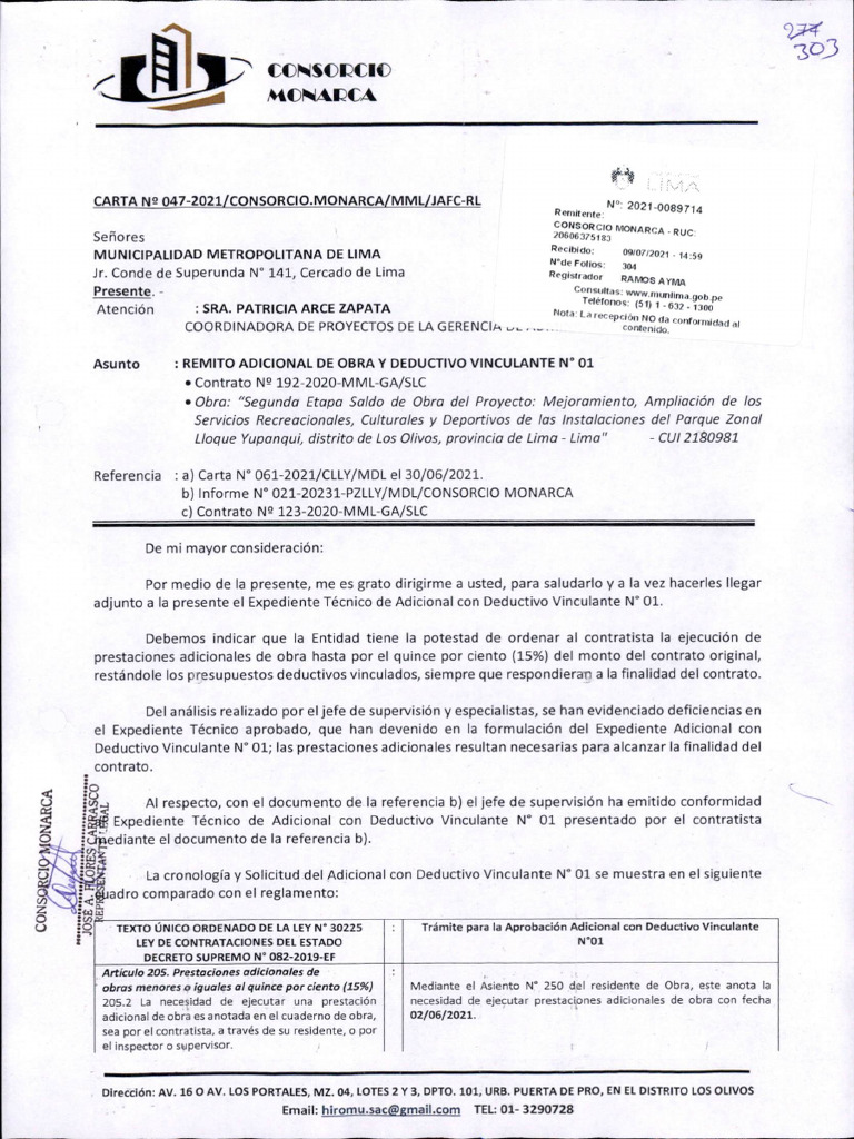 Adicional y Deductivo de Obra N°1 | PDF