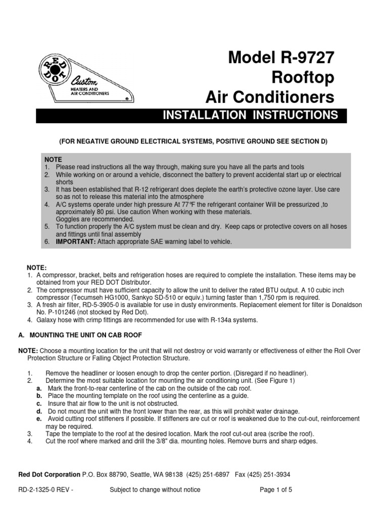 R-9727 Install Instructions | PDF