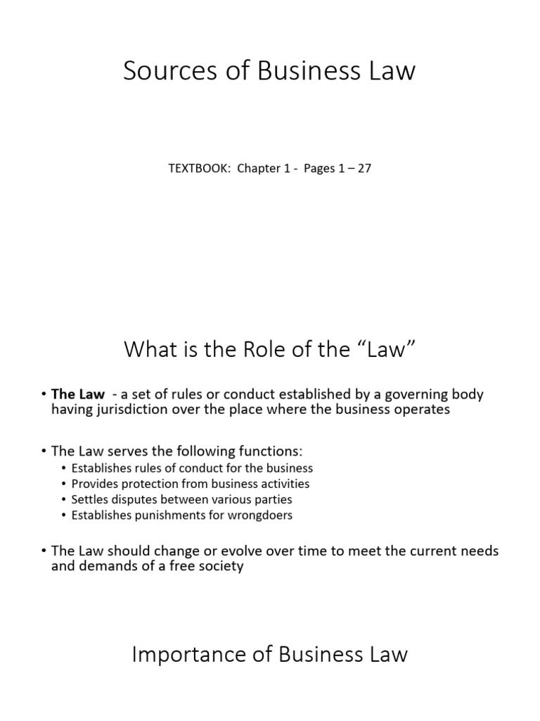 CLASS 1 - Sources of Law | PDF