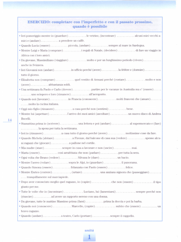 Passato Prossimo Vs Imperfetto | PDF