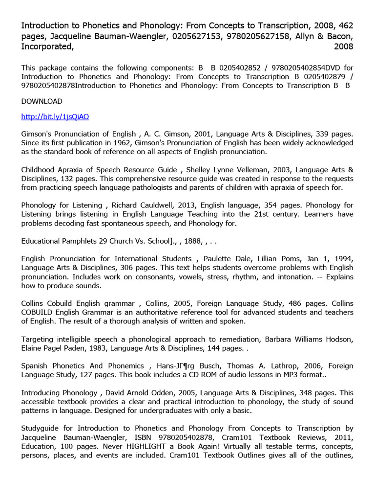 Introduction To Phonetics and Phonology From Concepts To Transcription ...