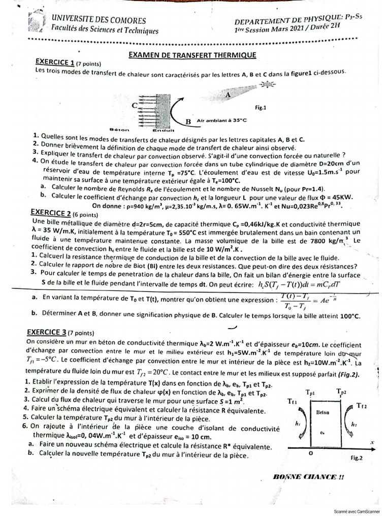 Transfert Thermique Sujets | PDF