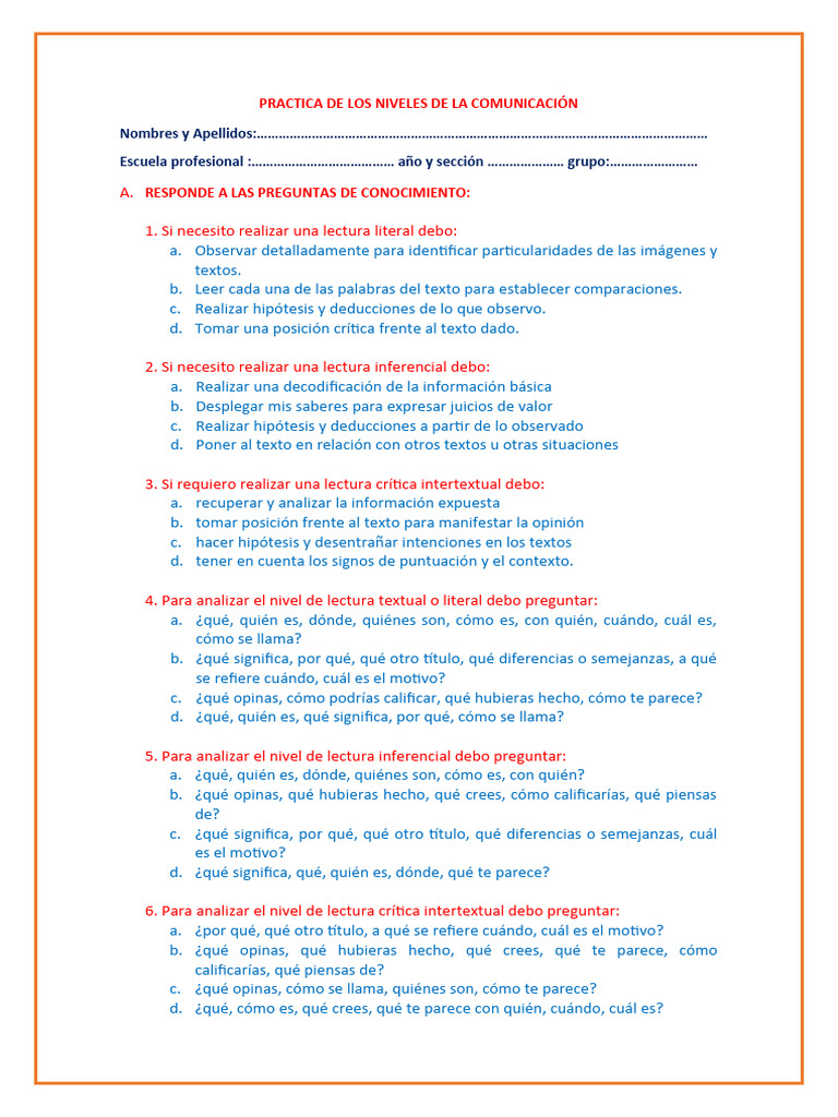 Practica de Comprension Lectora | PDF