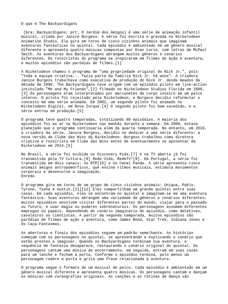 O Que É The Backyardigans | PDF