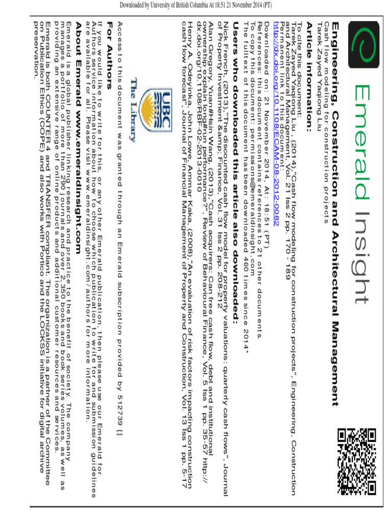 Cash Flow Modeling For Construction Projects | PDF