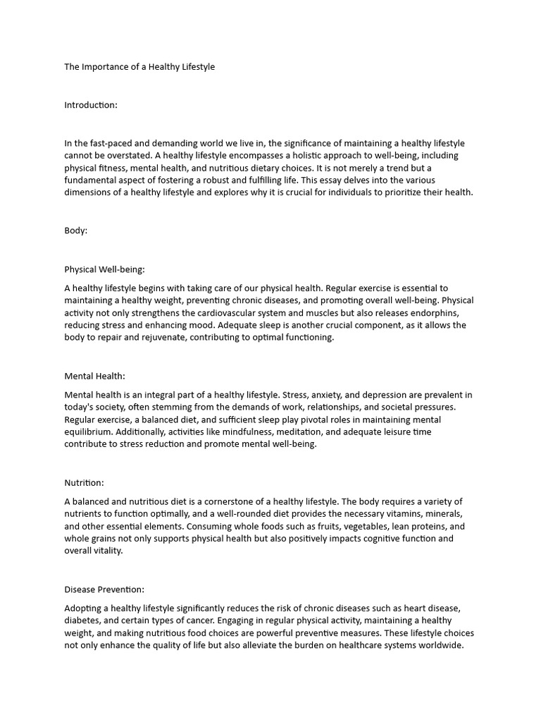 Healthy Lifestyle Benefits Explained | PDF | Lifestyle