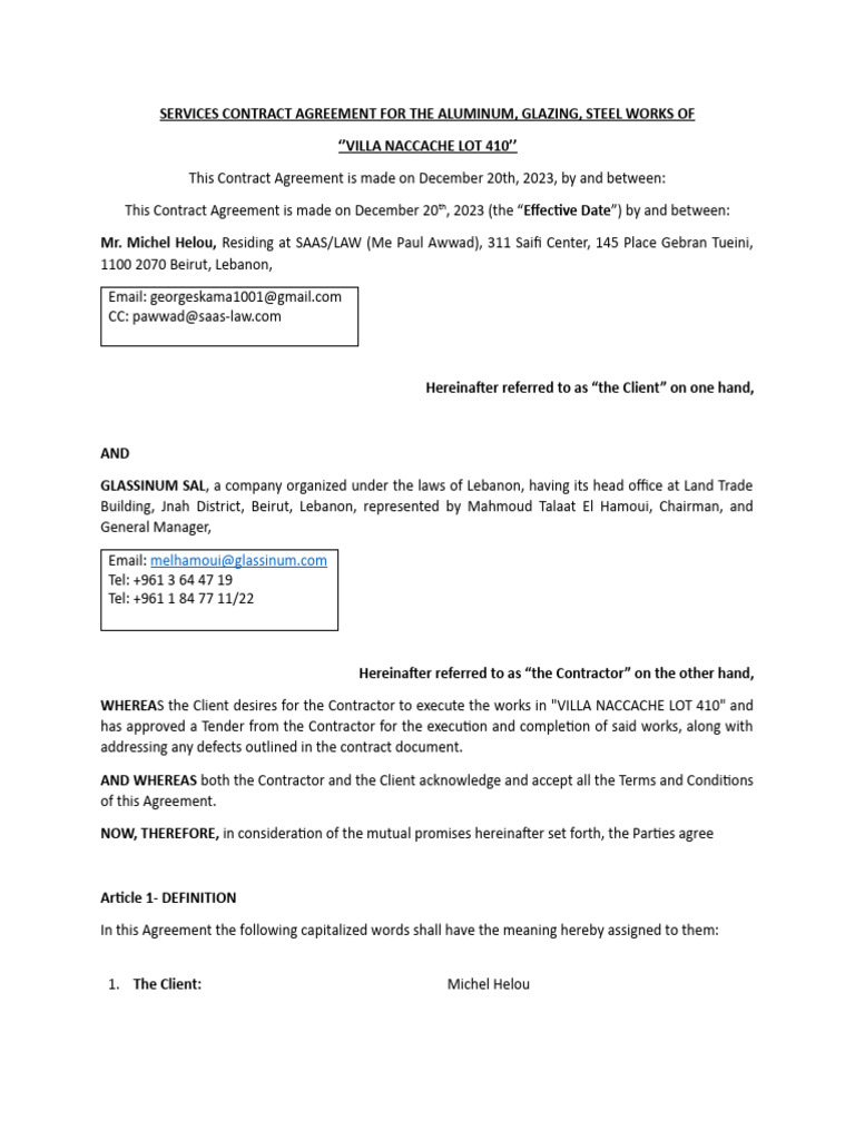 CONTRACT AGREEMENT (1) (Récupération Automatique) | PDF | United States ...