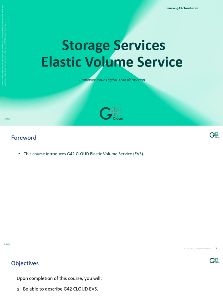 3.1 Storage Cloud Services - Elastic Volume Service V1.0 | PDF