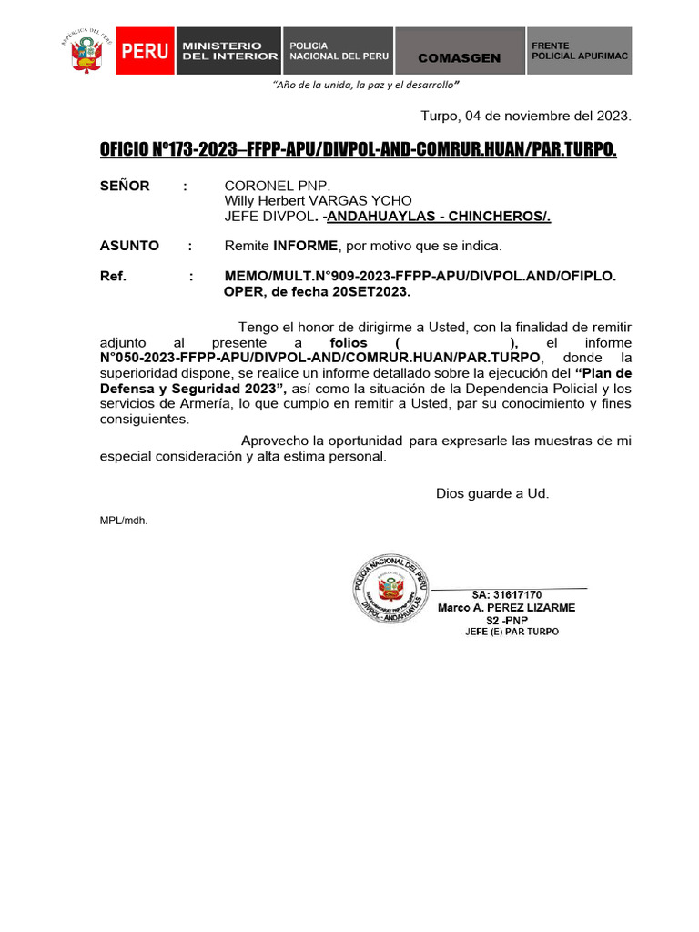 OFICIO Informe | PDF | Gobierno