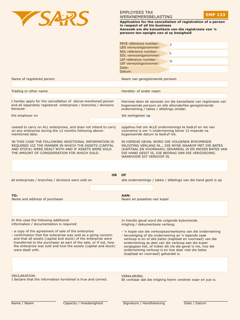 EMP123 - Application For Cancellation of Registration of A Person Iro ...