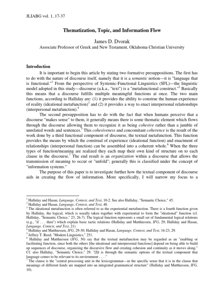 Dvorak - Thematization Topic Information Flow | PDF