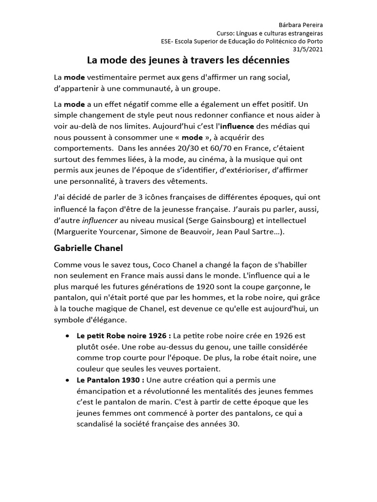 La Mode Et Les Jeunes | PDF