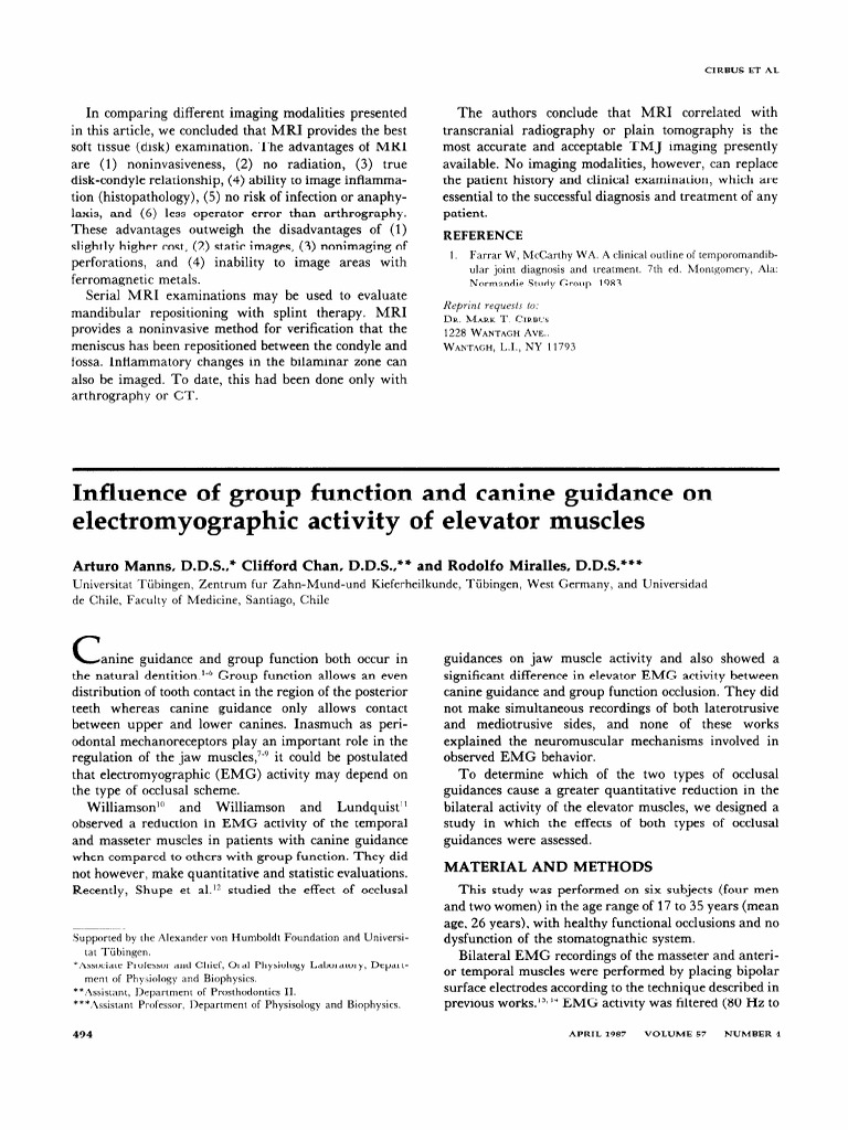 Infleunce of Group Function Canine Guidance On Elevator Muscle | PDF | Electromyography ...