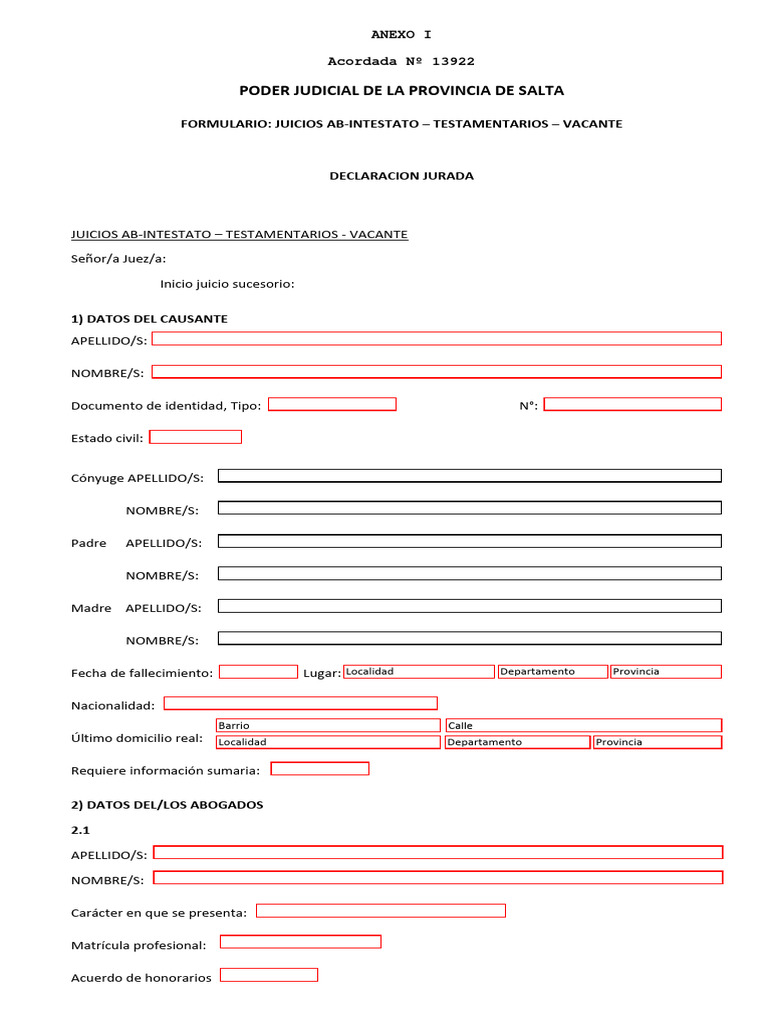 Poder Judicial de La Provincia de Salta: Formulario: Juicios Ab ...