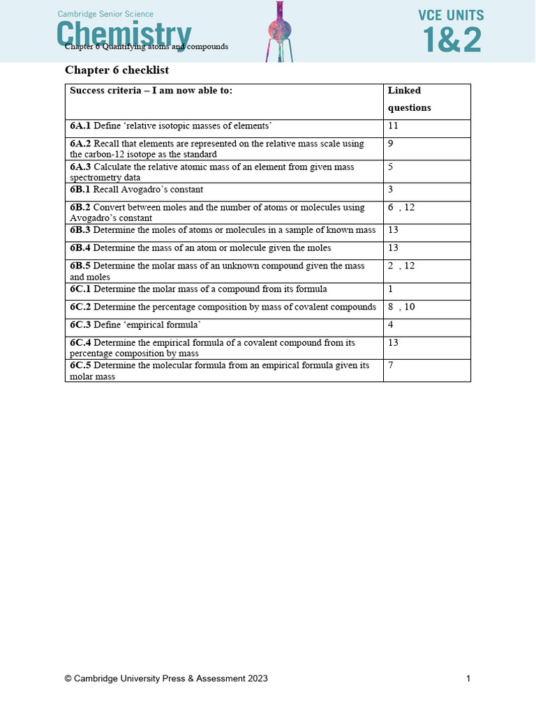 Chapter-6-Checklist Chem 1/2 | PDF