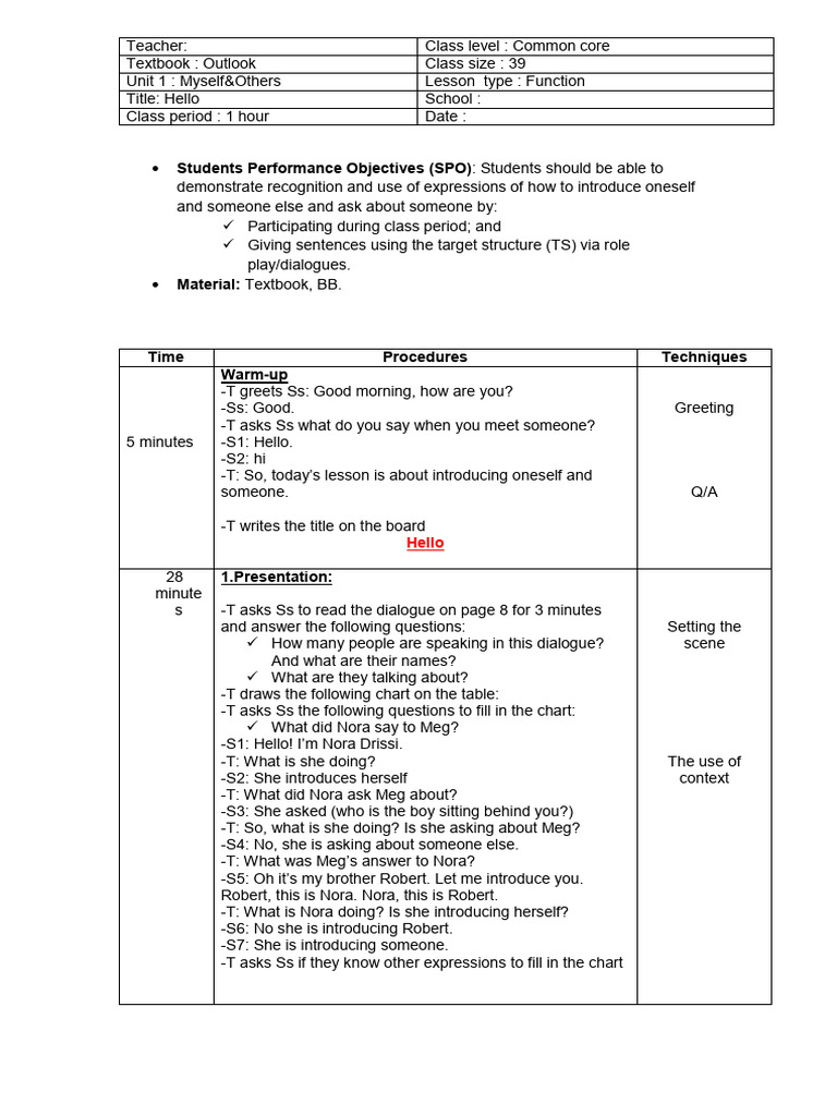 Introductory Expressions Lesson | PDF
