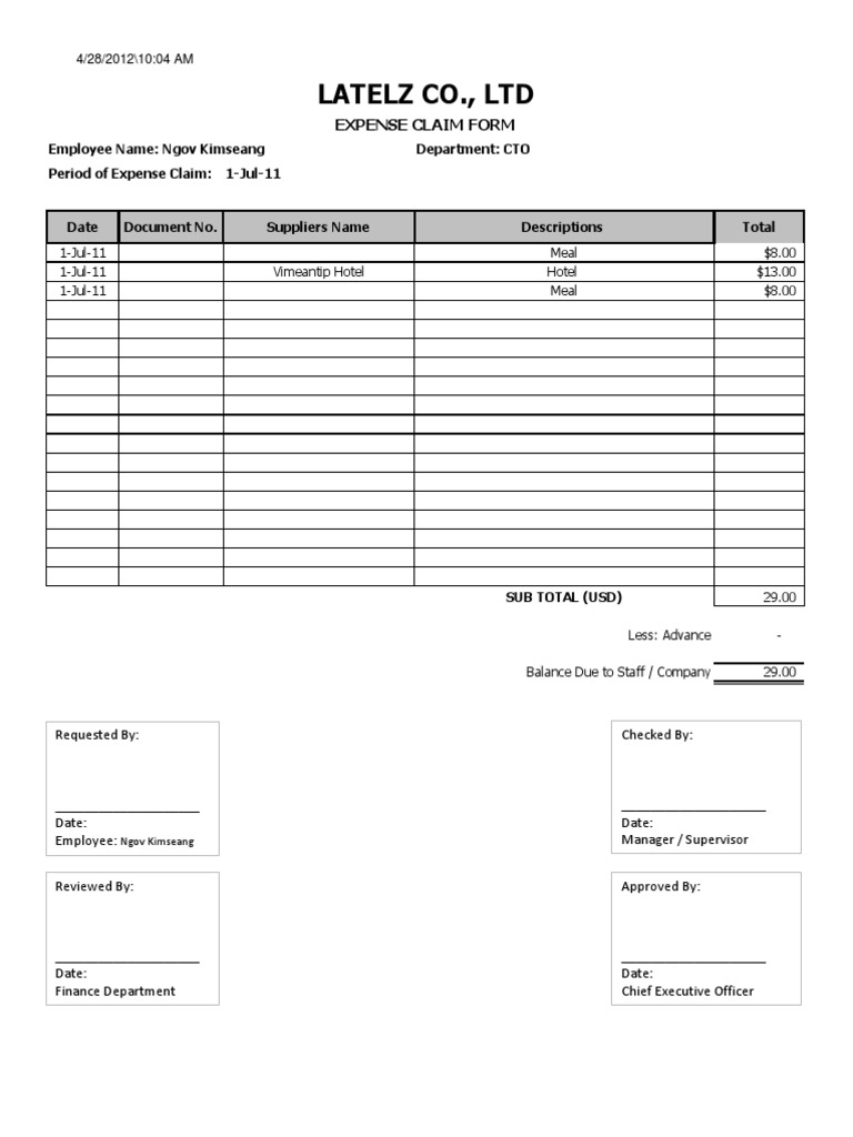 Fuel Expense Claim Form Submission | PDF | Business | Finance & Money ...
