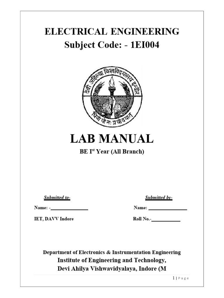 Electrical Lab Mannual | PDF