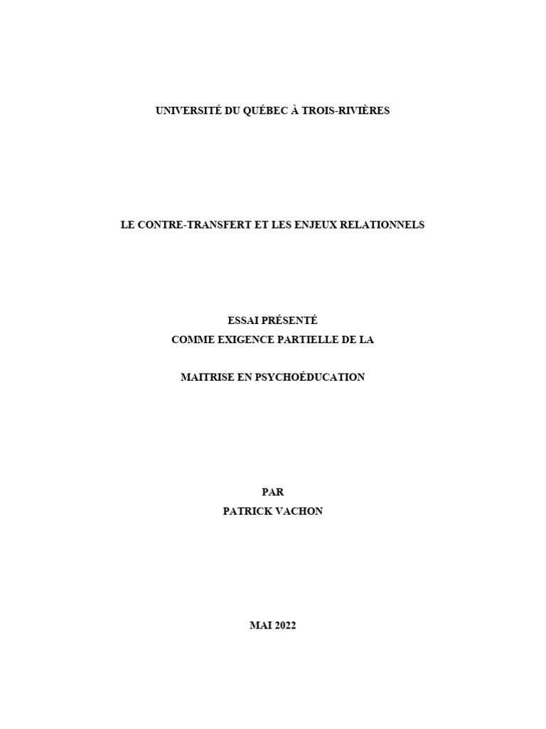Contre-transfert en psychoéducation : enjeux | PDF
