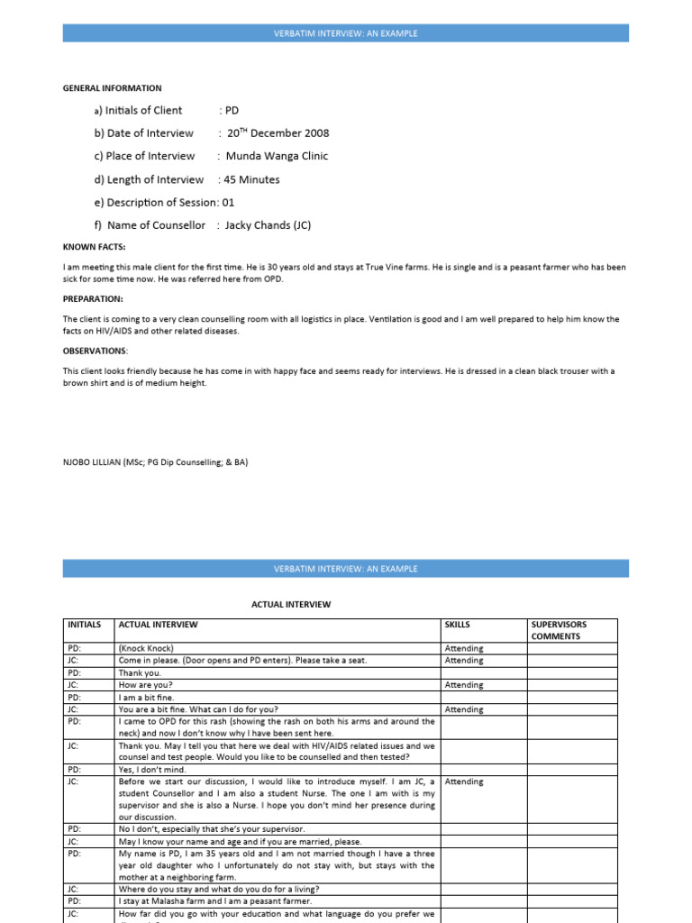 Verbatim Interview Recording Example | PDF