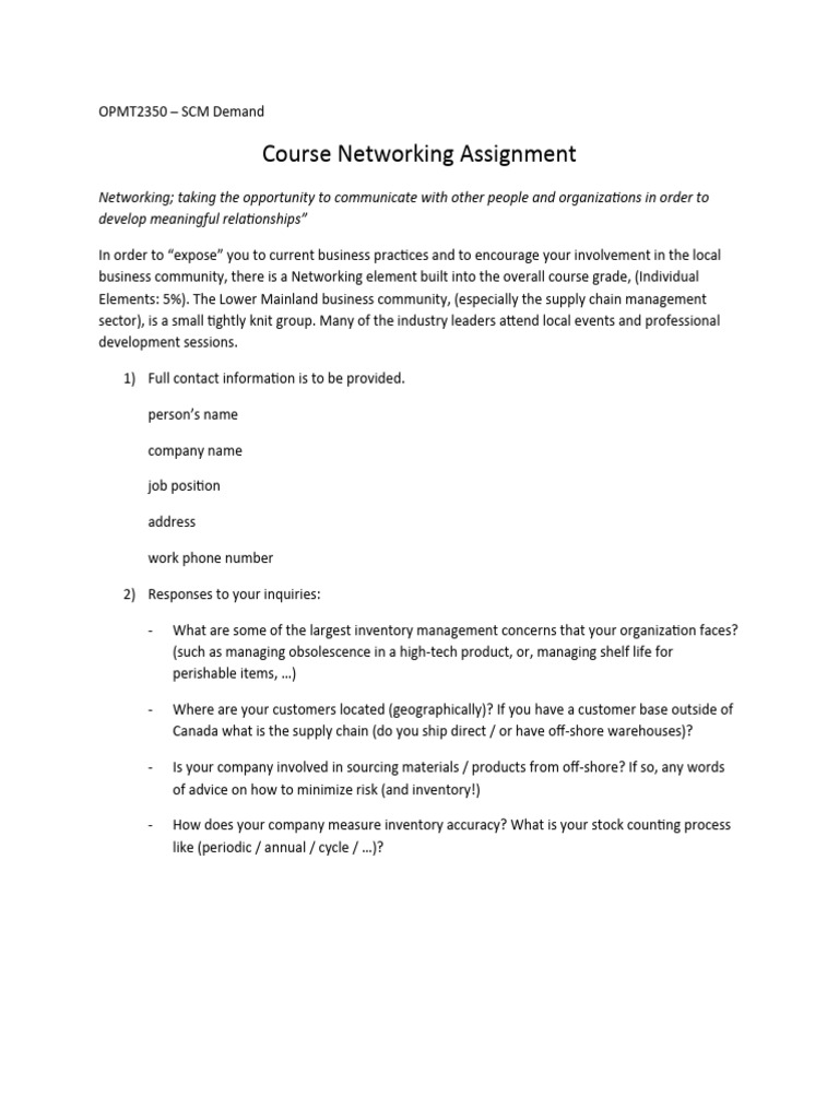 SCM Networking Assignment Guide | PDF