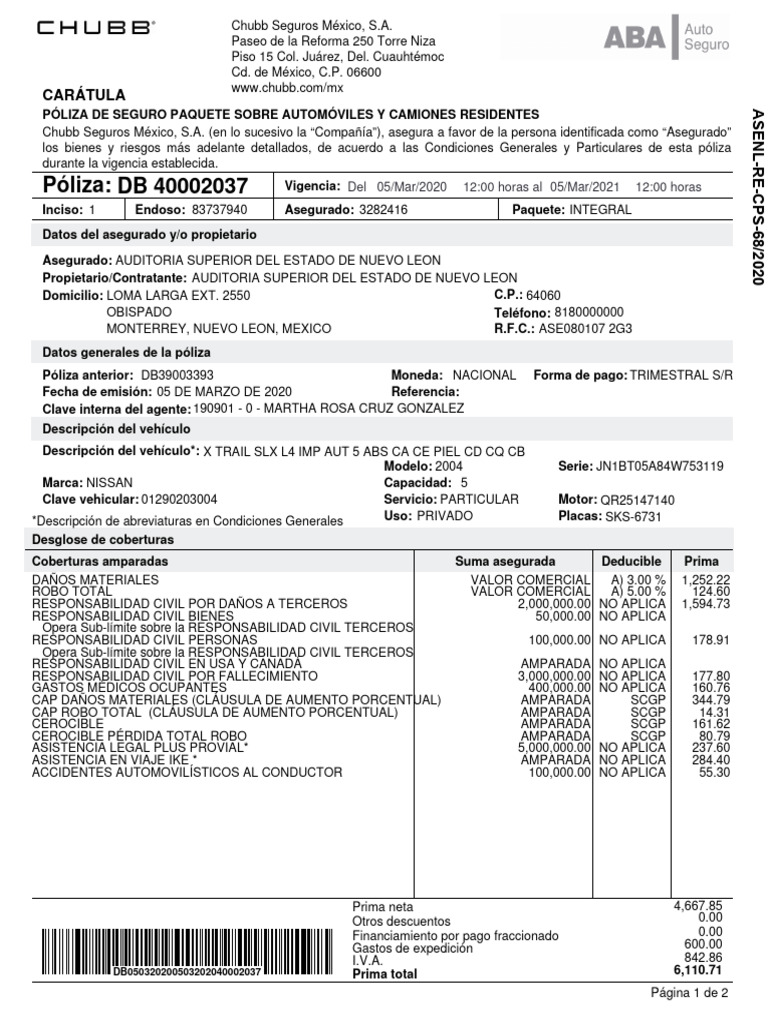 Póliza de Auto | PDF