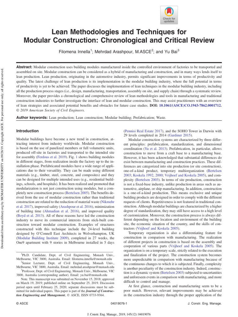 Lean Methodologies and Techniques For Modular Construction ...