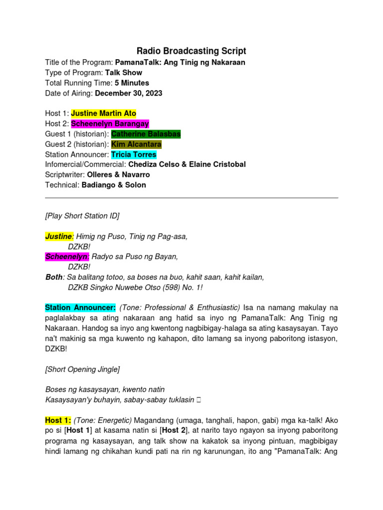 Radio Broad Script Rizal 101 | PDF