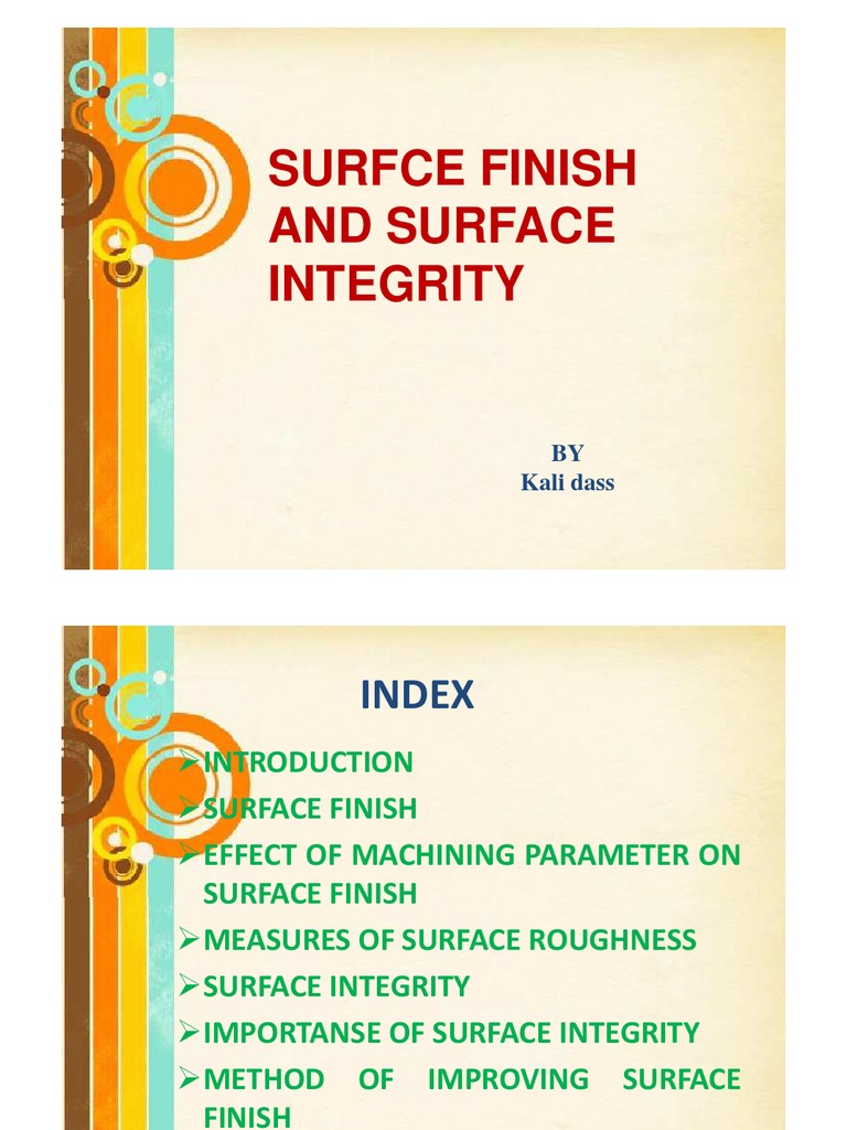 Surface Finish and Surface Integrity (Compatibility Mode) | PDF ...