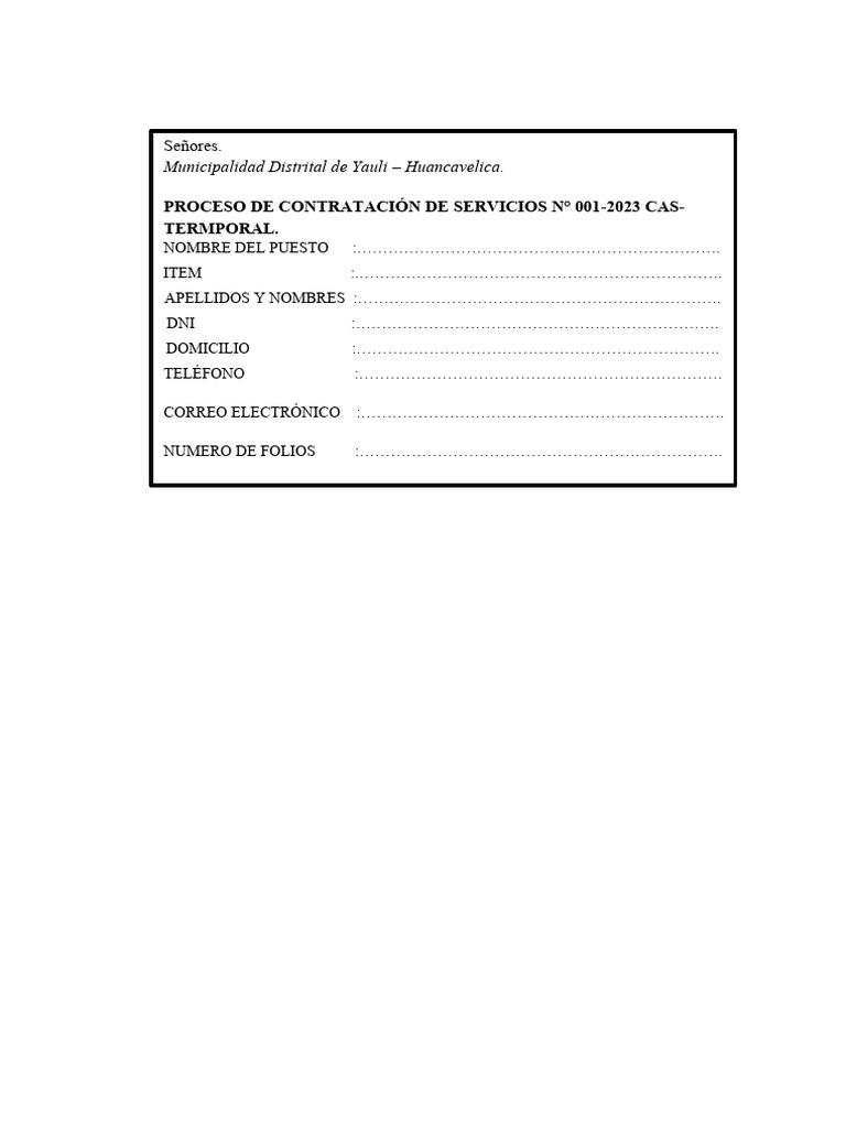 Anexos Convocatoria Cas 001-2023 Mdy-Hvca | PDF Anexos Convocatoria Cas 001-2023 Mdy-Hvca | PDF